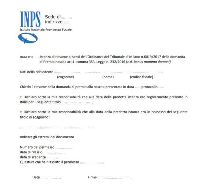 Come presentare la domanda ed il riesame domanda bonus mamma